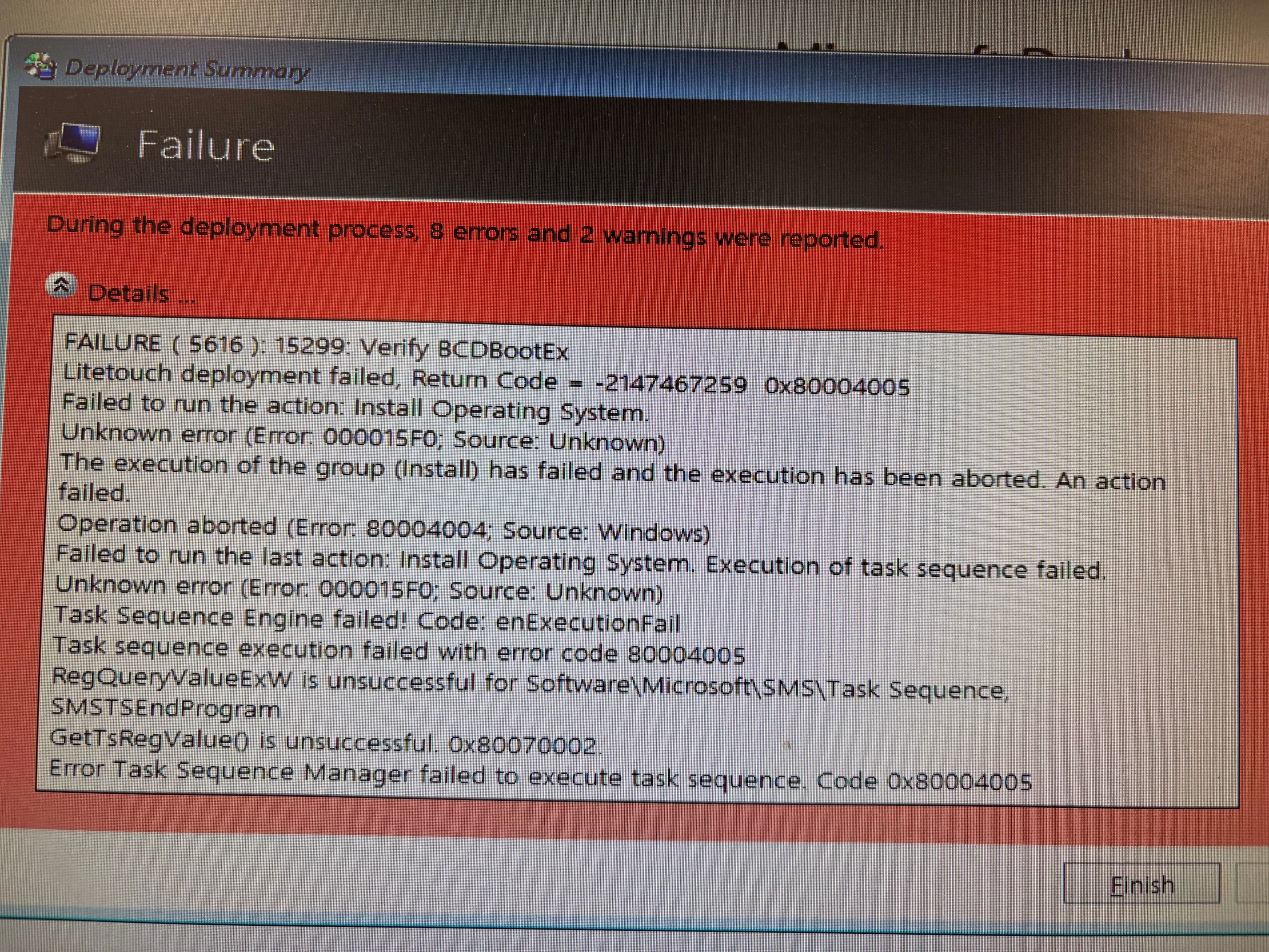 MDT installing OS step error - Microsoft Q&A