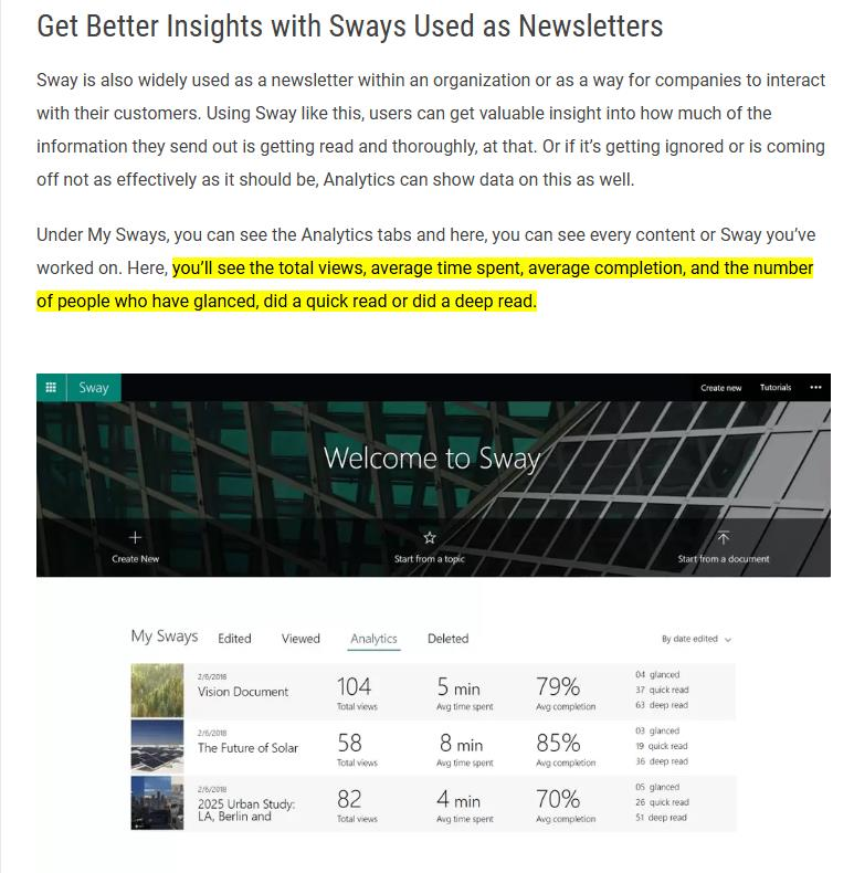 Analytics in Sway - Microsoft Q&A