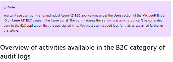 Azure active directory B2C sign in logs - Microsoft Q&A