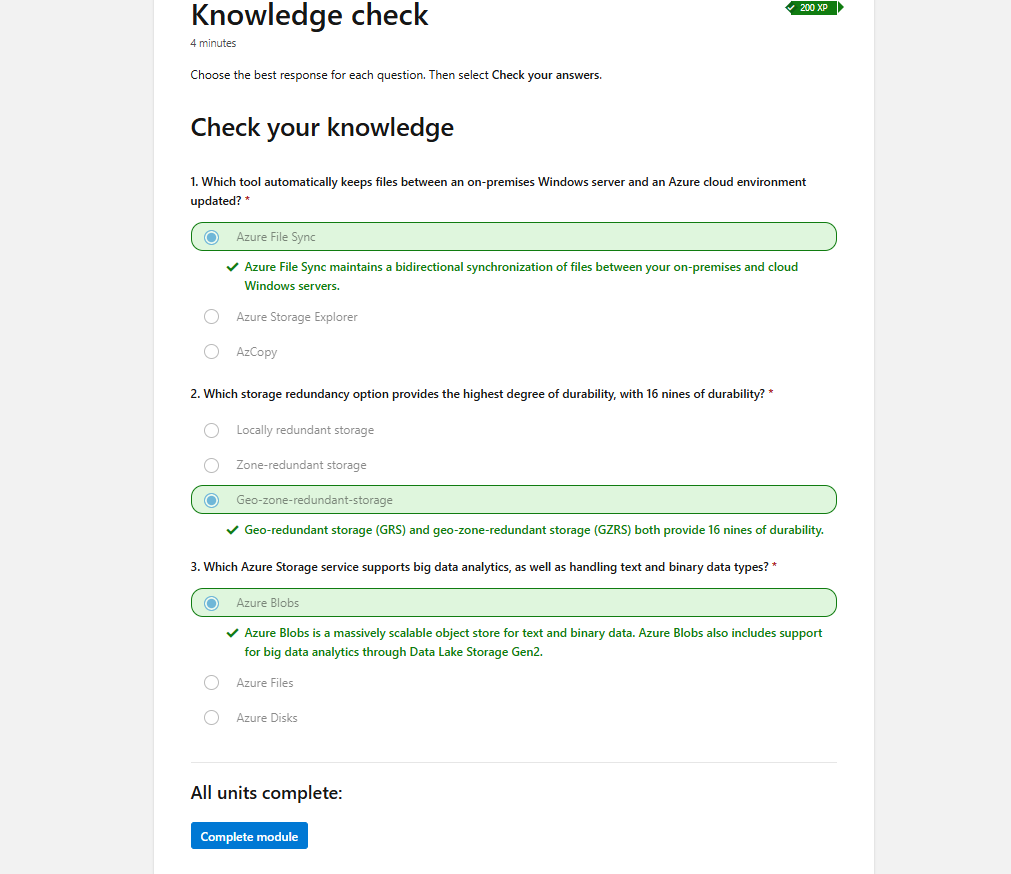 Knowledge Check not working - Microsoft Q&A