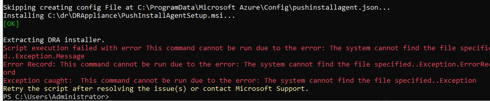 Error Installing Replication Appliance Using Powershell Microsoft Qanda