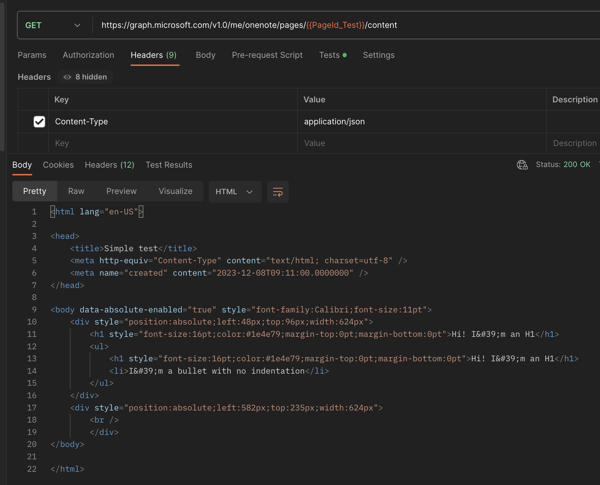 Why is OneNote text with a style applied sometimes duplicated in the Graph API content response ...