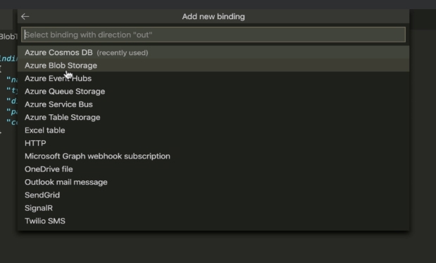 No Bindings Available When Trying To Add Binding To Azure Function Microsoft Qanda