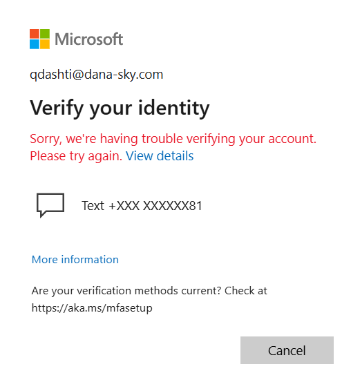 Unable to Verify Identity for Azure Login – Error 399287 - Microsoft Q&A