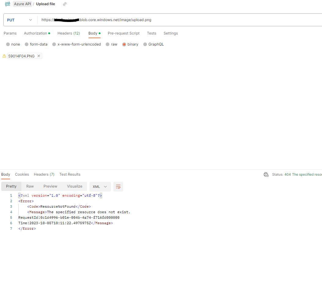 Unable to upload a file to a bob container using REST API - Microsoft Q&A