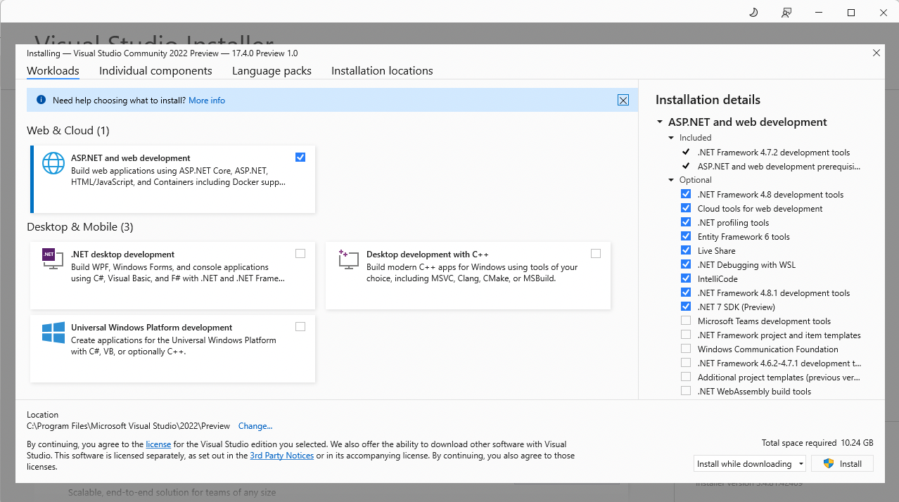 No Maui workloads with Visual Studio 2022 Perview 17.4.0 (ARM) - Microsoft Q&A