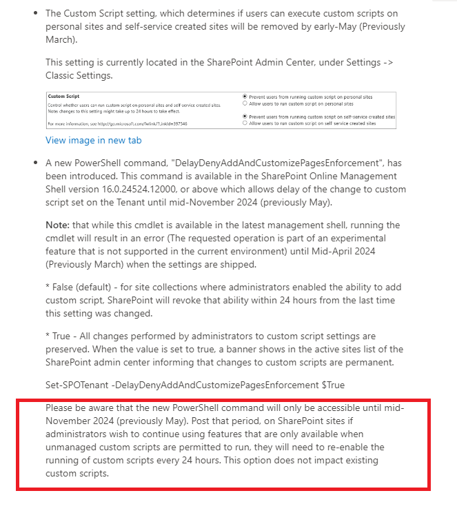 Remove Custom Script setting in OneDrive and SharePoint - Microsoft Q&A