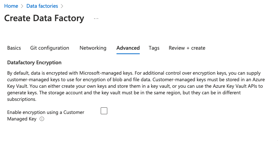 ADF - You cannot add CMK settings for factories with existing entities ...