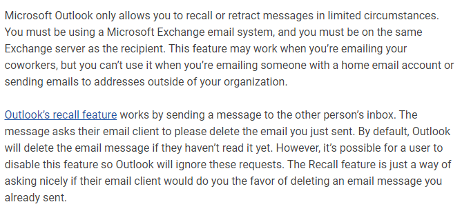 recall e-mail - Microsoft Q&A