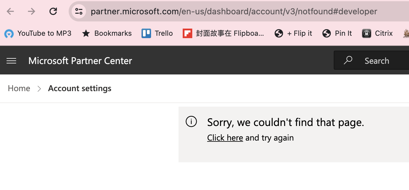 Cannot access to the Partner Center dashboard of Hardware Program page ...