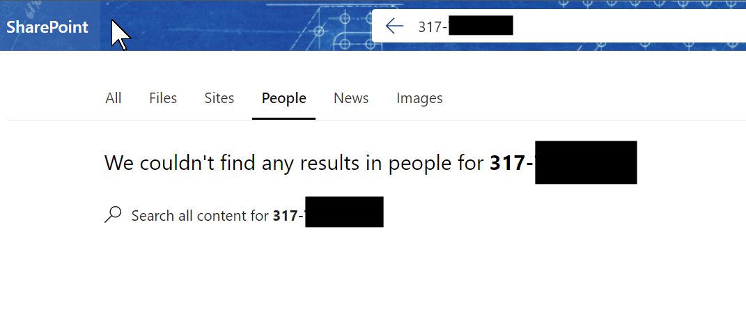 Finding phone numbers in Sharepoint online people search - Microsoft Q&A