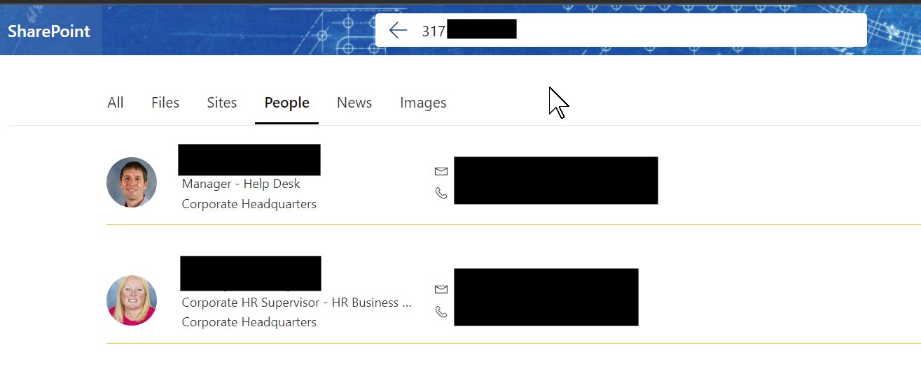 Finding phone numbers in Sharepoint online people search - Microsoft Q&A