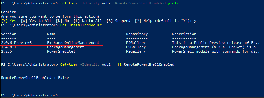 Exo Powershell V206 And Disabling Remote Powershell Not Working Microsoft Qanda