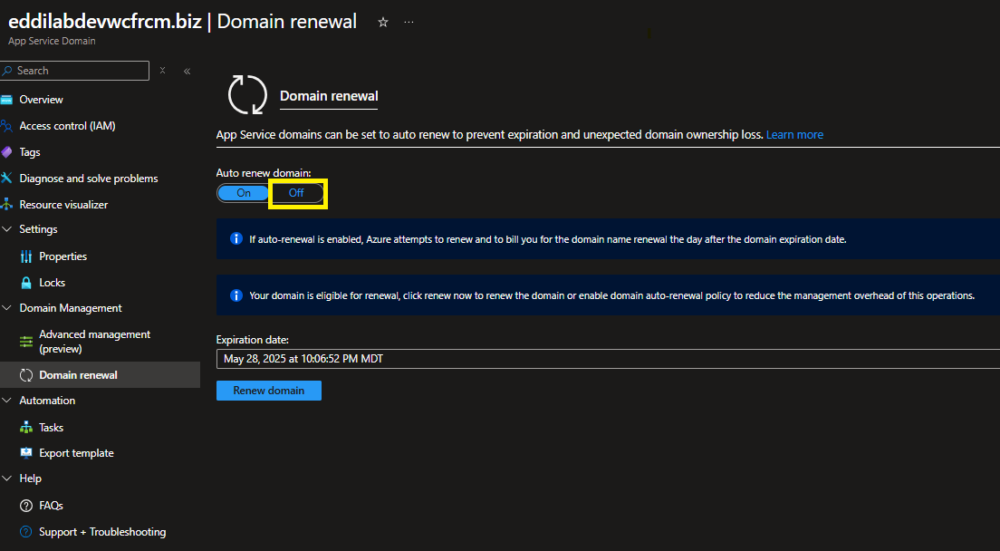 Cannot turn off auto renew on domain - Microsoft Q&A Cannot turn off auto renew on domain - Microsoft Q&A