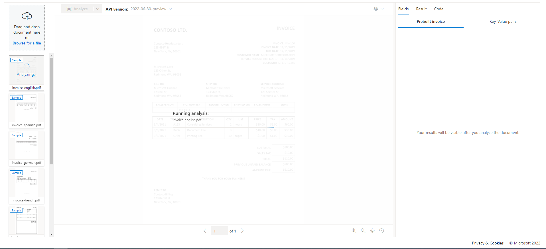 Form Recognizer not parsing document on latest API - Microsoft Q&A