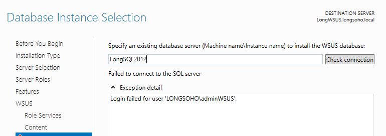 Role Install - Fail to connect to SQL Server - Microsoft Q&A Role Install - Fail to connect to SQL Server - Microsoft Q&A