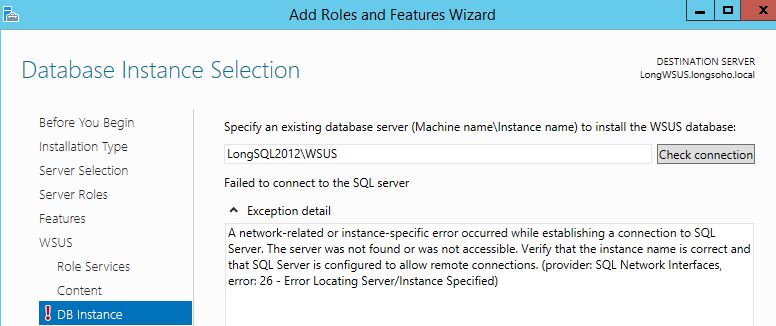 Role Install Fail To Connect To Sql Server Microsoft Qanda