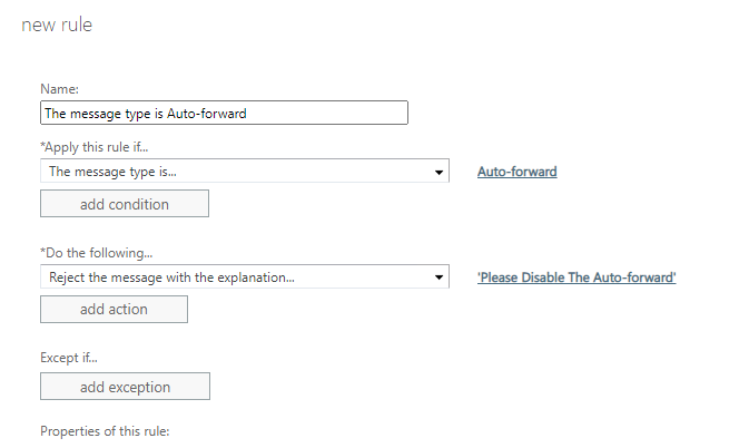 Exchange trasnpor rule - Auto Forward - Microsoft Q&A