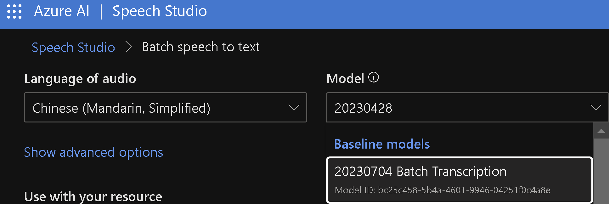 How to call a specific public base model ID in Streaming Speech-To-Text SDK ? - Microsoft Q&A