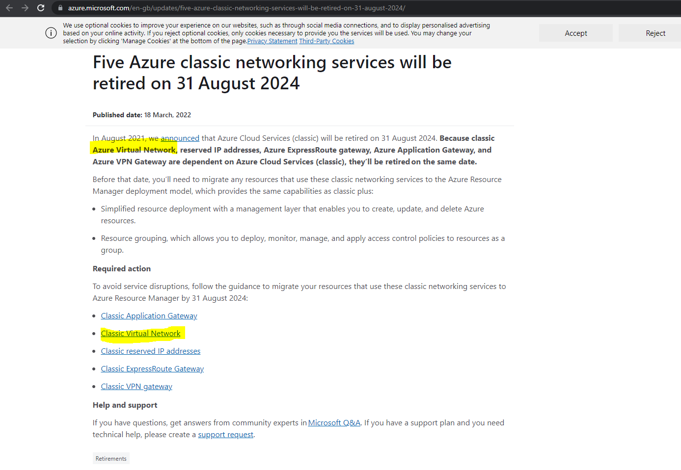 As microsoft azure announced they are going to stop support for Cloud ...