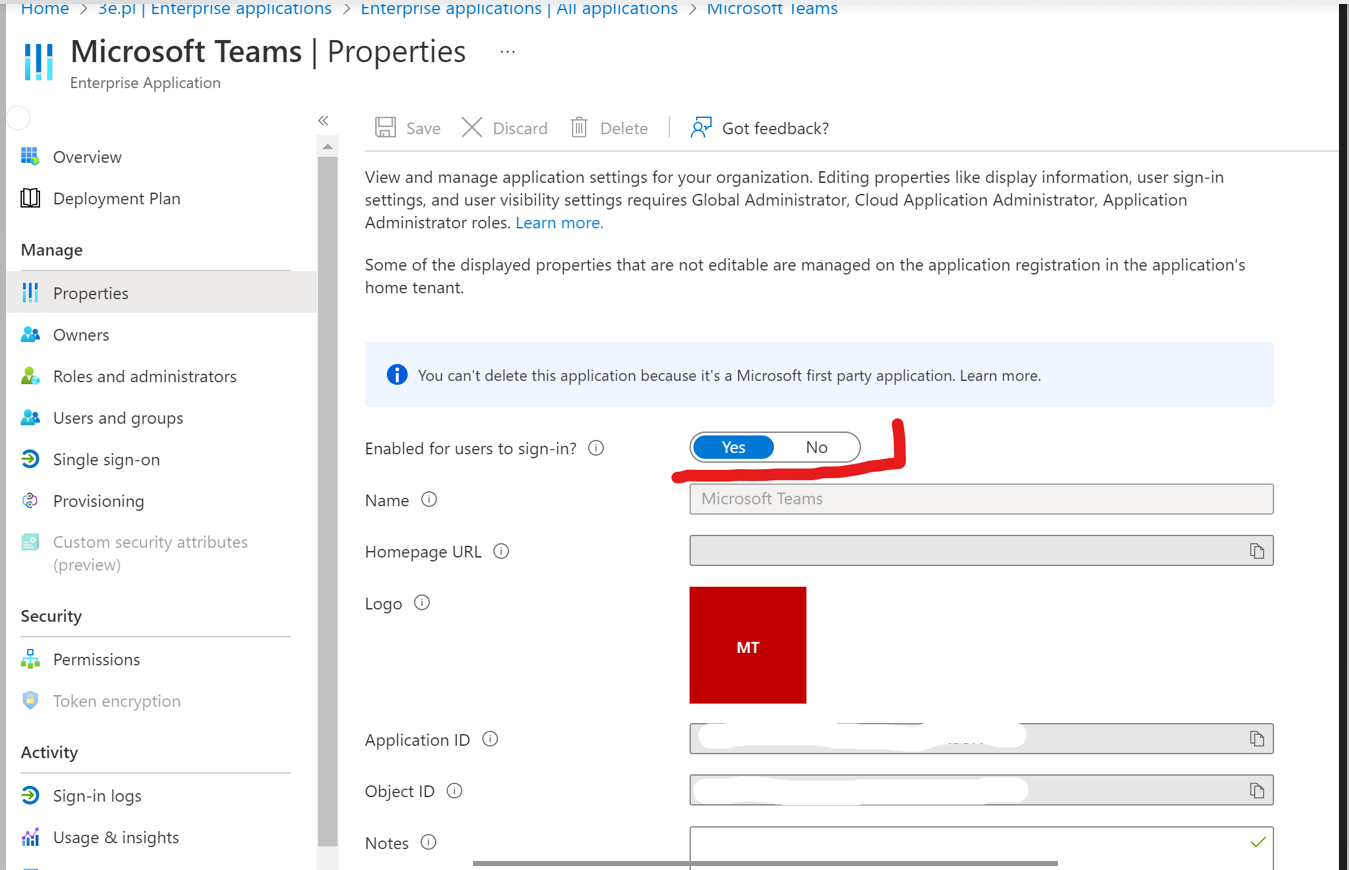 The service principal for resource 'https://api.spaces.skype.com' is disabled - Microsoft Q&A