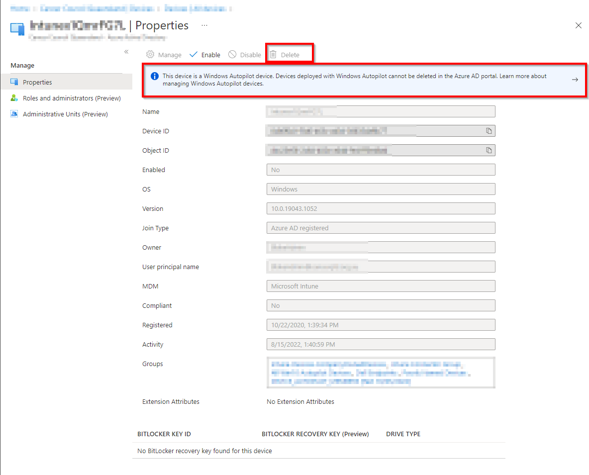 Graphapi Powershell Delete Azure Ad Device That Is Assosiated With Non Existant Autopilot