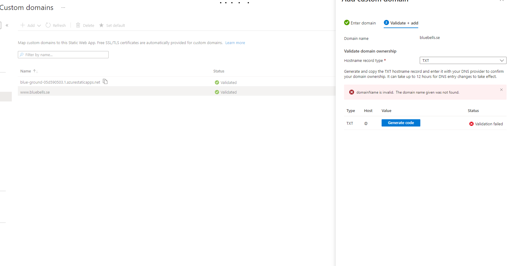 Domainname Is Invalid The Domain Name Given Was Not Found Microsoft Qanda