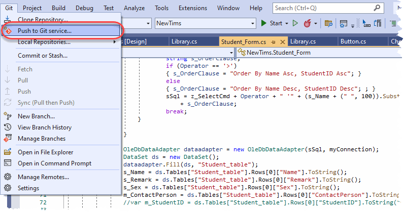 Calling code in library.cs from a control of BaseControlLibrary ...