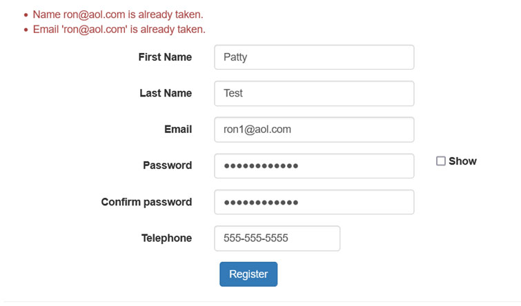 Validation message displayed at registration - Microsoft Q&A Validation message displayed at registration - Microsoft Q&A
