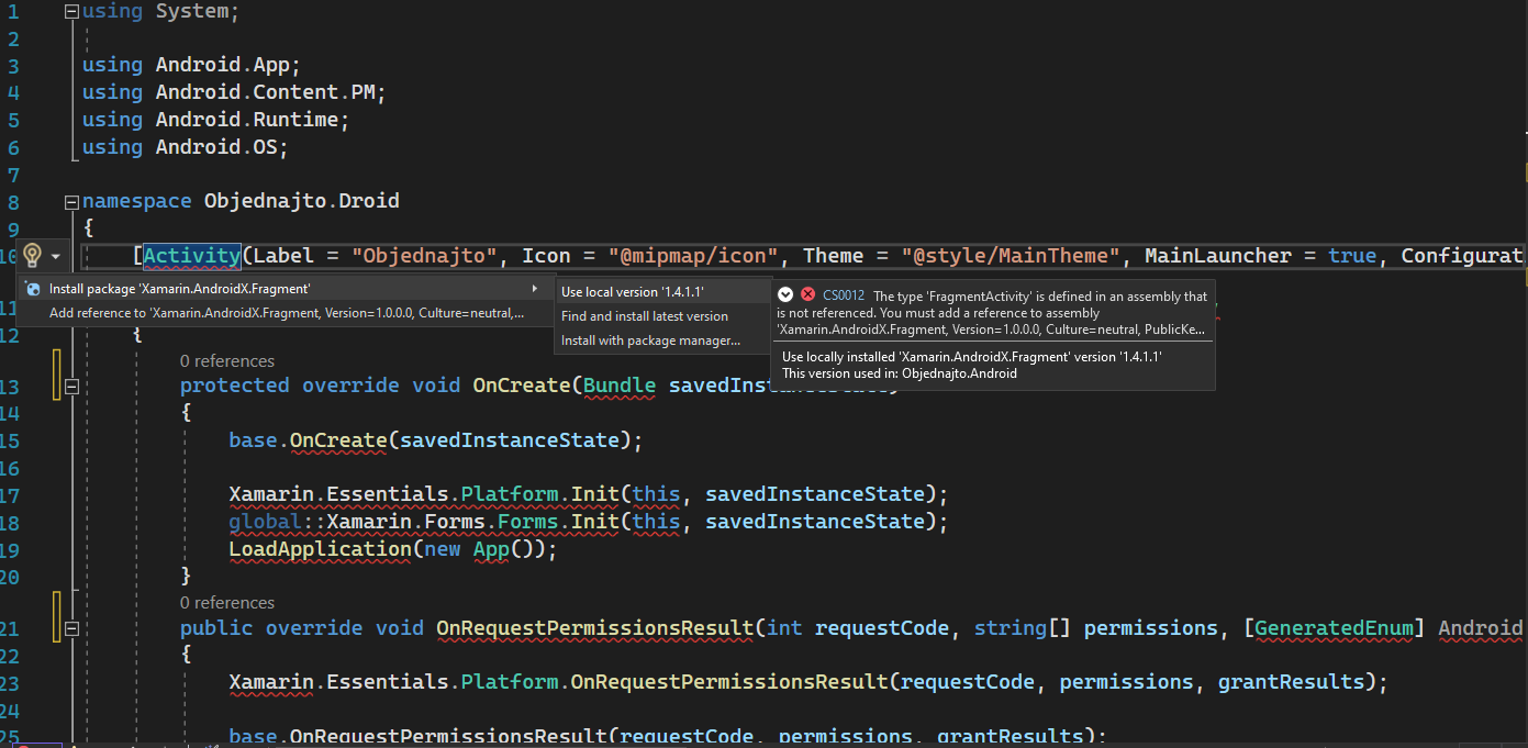 Xamarin Forms Multiple Errors When Trying To Build Microsoft Qanda