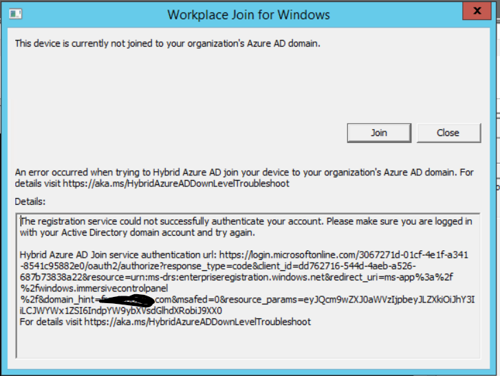 Adfs Down Level Hybrid Azure Ad Join Error Microsoft Qanda