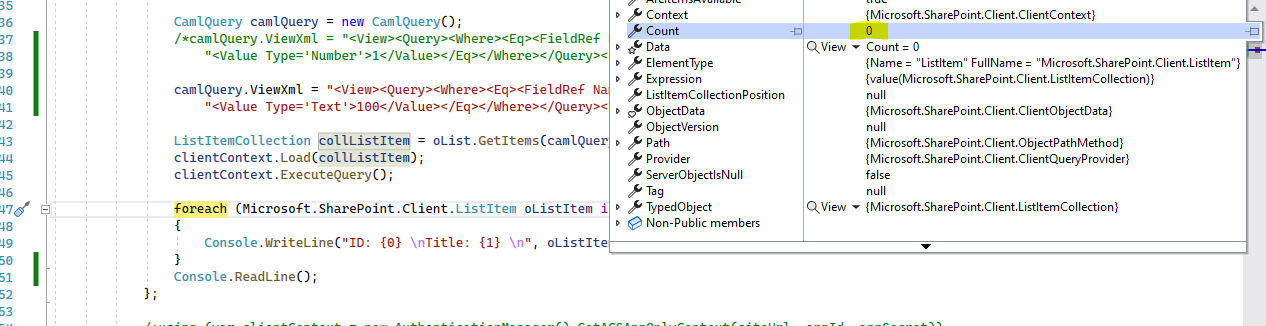 PnP. Framework AuthenticationManager not get the list data from caml ...