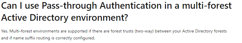 Pass-through Authentication in a multi-forest Active Directory ...