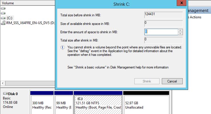 Shrinking VHDX partion that held SQLserver DB - Microsoft Q&A