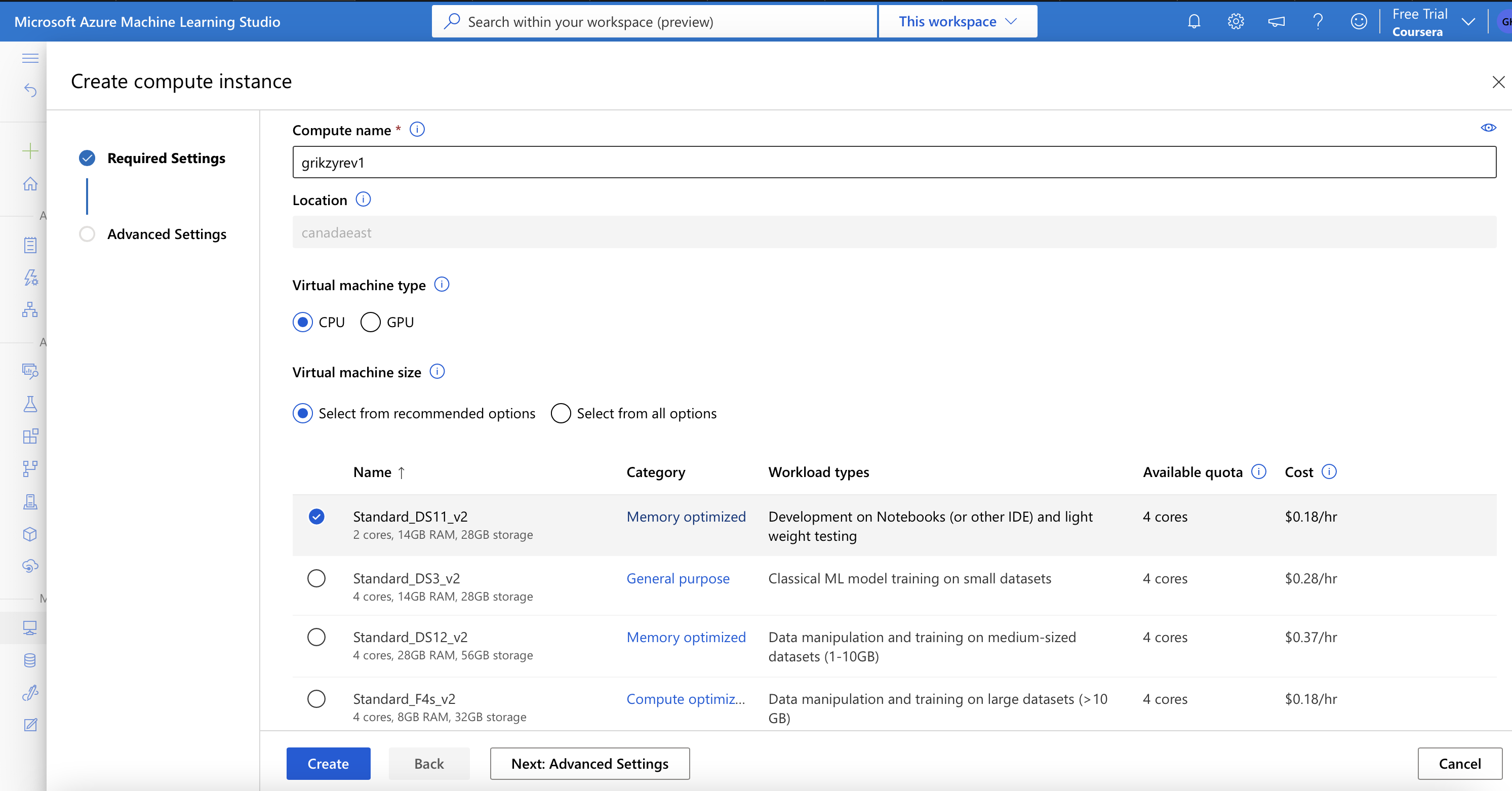 Cannot create new compute instance - Microsoft Q&A