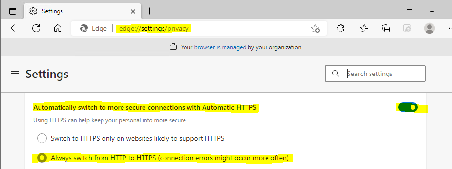 Edge redirecting HTTP to HTTPS - Microsoft Q&A Edge redirecting HTTP to HTTPS - Microsoft Q&A