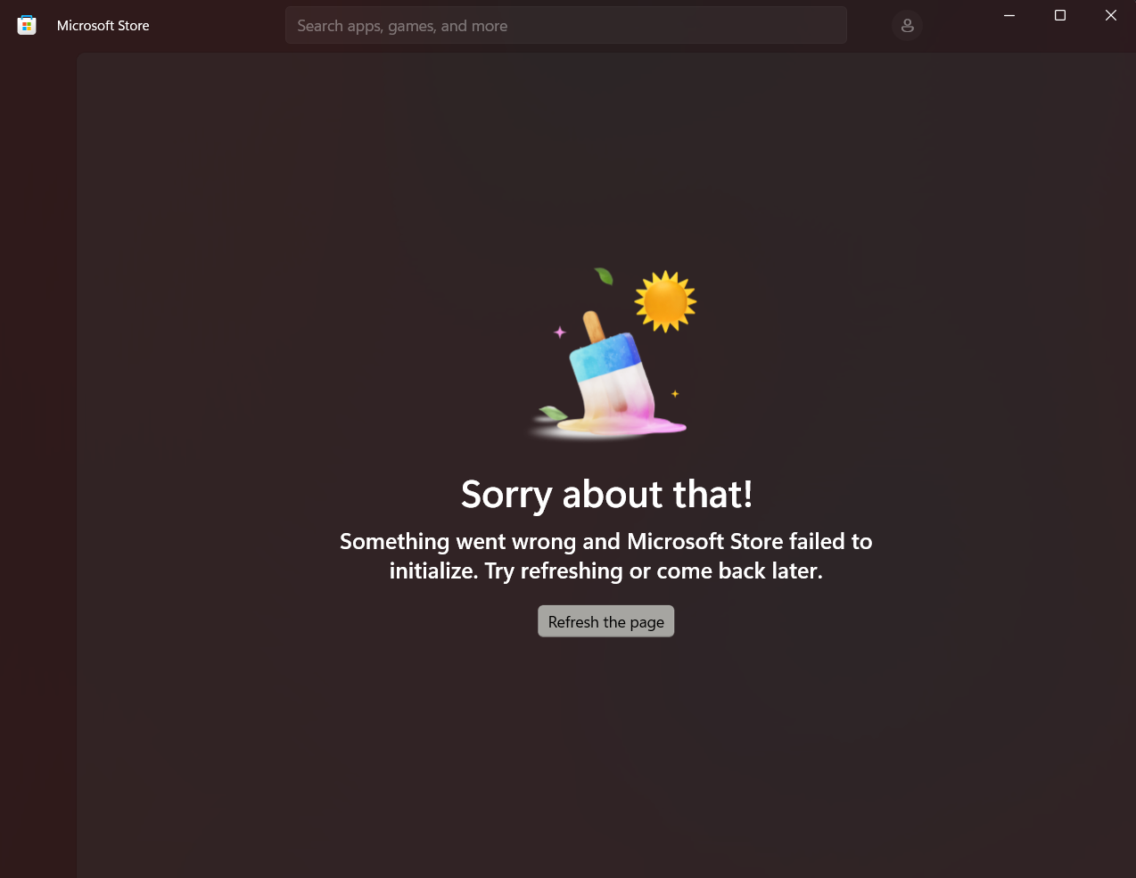 Something went wrong and Microsoft Store failed to initialize - Microsoft Q&A