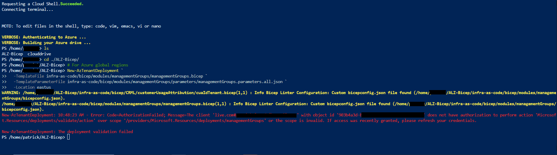 Error when trying to use Azure Landing Zone - Management Groups - Microsoft Q&A