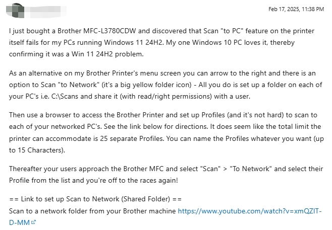Windows 11 Pro - Doesn't Recognise my Brother MFC-9970CDW Printer Scanner - Microsoft Q&A