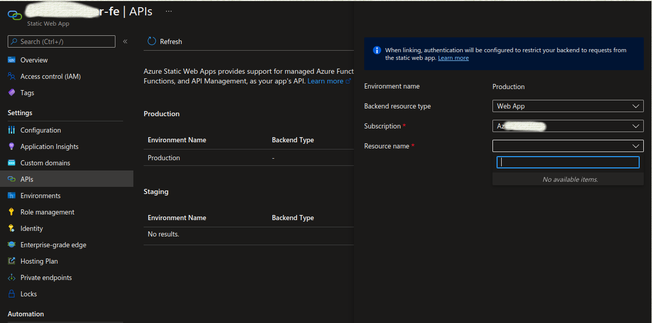 Static Web App : API integration with Bring your own Web App backend ... Static Web App : API integration with Bring your own Web App backend ...