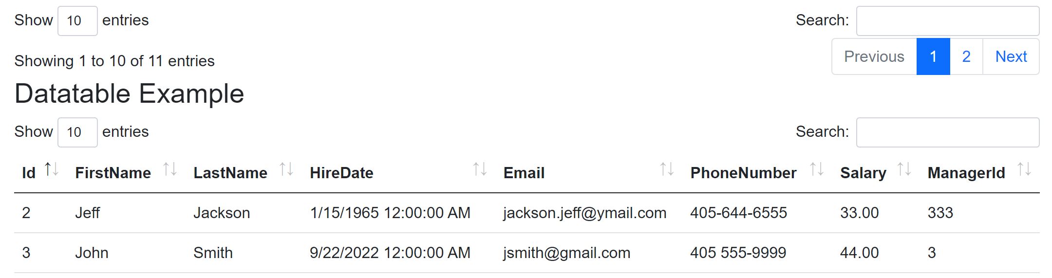 Search Section Of Jquery Datatable Shows On All Pages In Blazor Server App Microsoft Qanda
