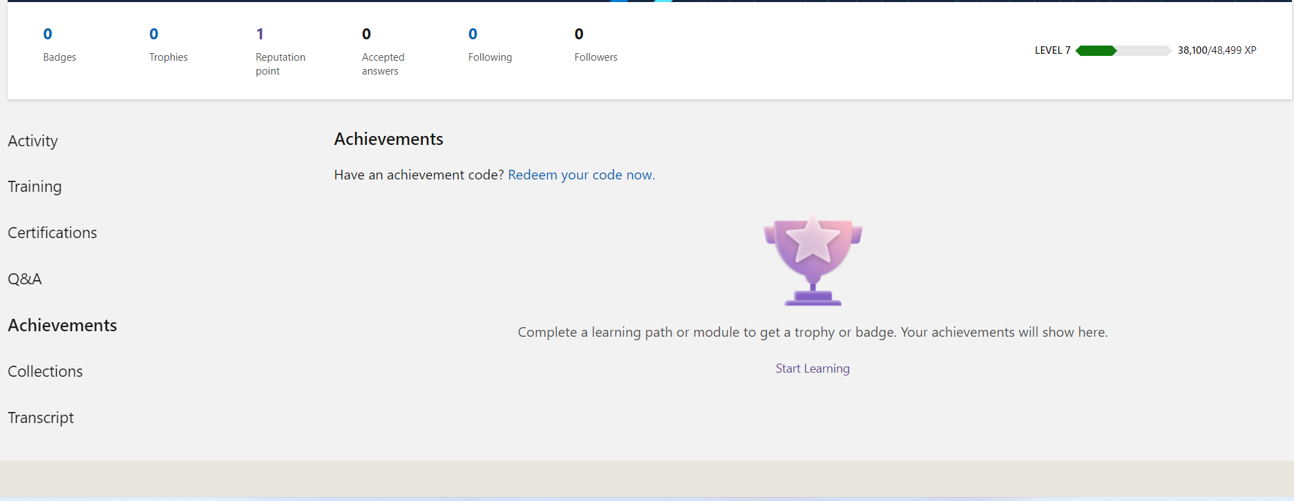 Why can't I view my badges and trophies in microsoft learn ? - Microsoft Q&A