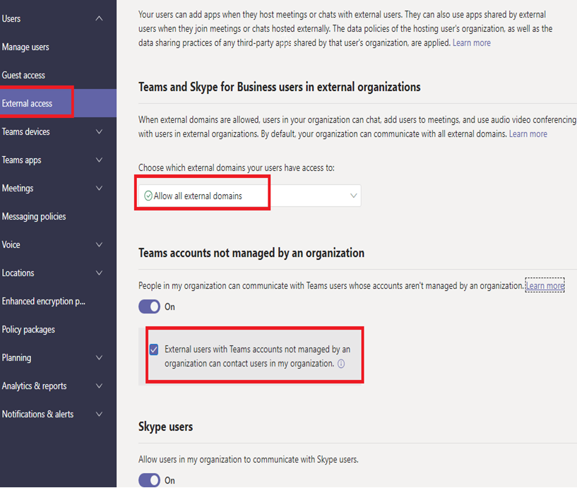 External domain is whitelisted in our environment but users are unable to chat over teams ...