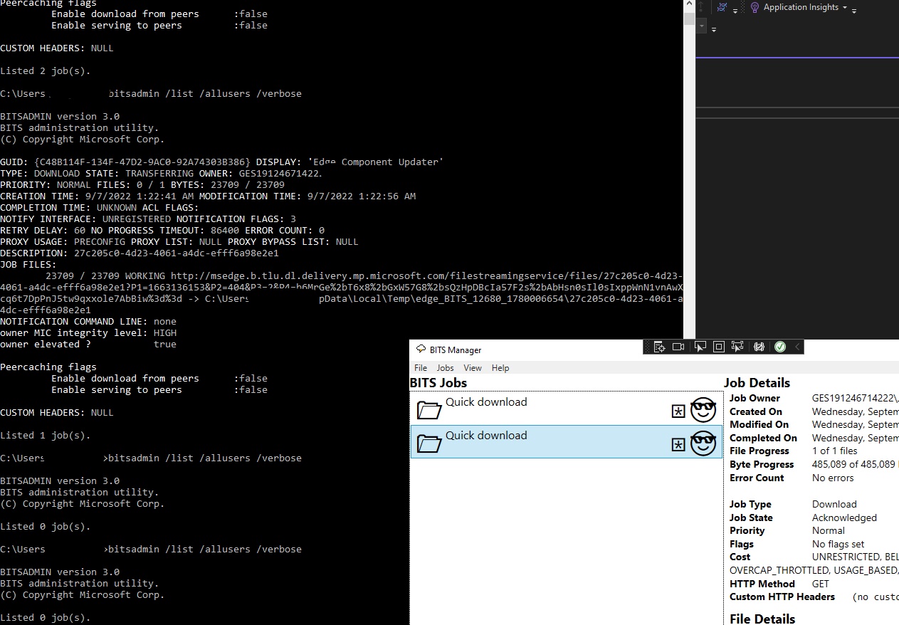 Why does a BITS background copy job (downloading a file) transition immediately into BG_JOB ...