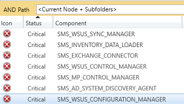 SCCM Critical Component Status - Microsoft Q&A