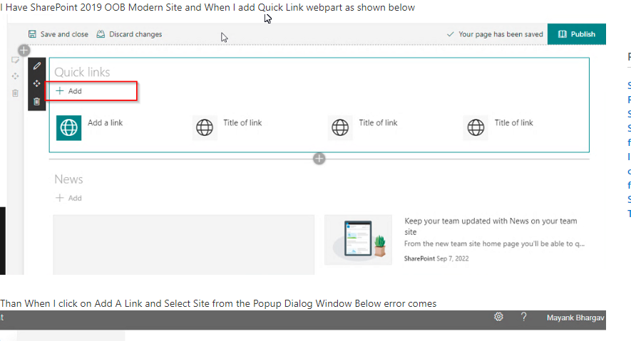 Issue with adding Quick Link App or any other OOB app available for SharePoint 2019 Modern View ...