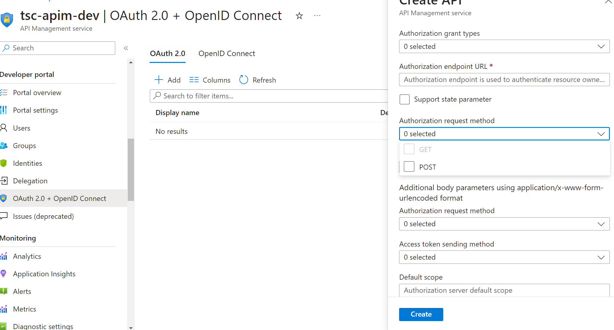 APIM - OAuth2.0 + OpenID GET Method when trying to create OAuth2.0 Server - Microsoft Q&A