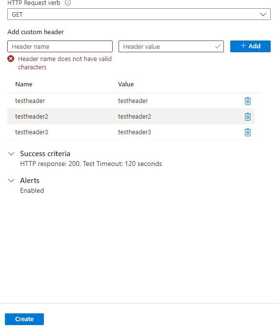 Forbidden Values In A Header Name When Creating Availability Test