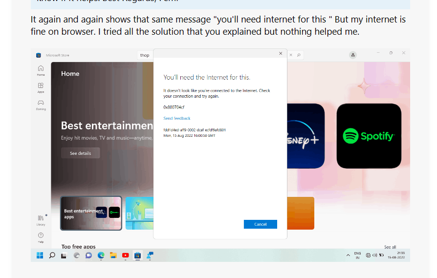 Windows 11 No internet access but my internet is working fine ...
