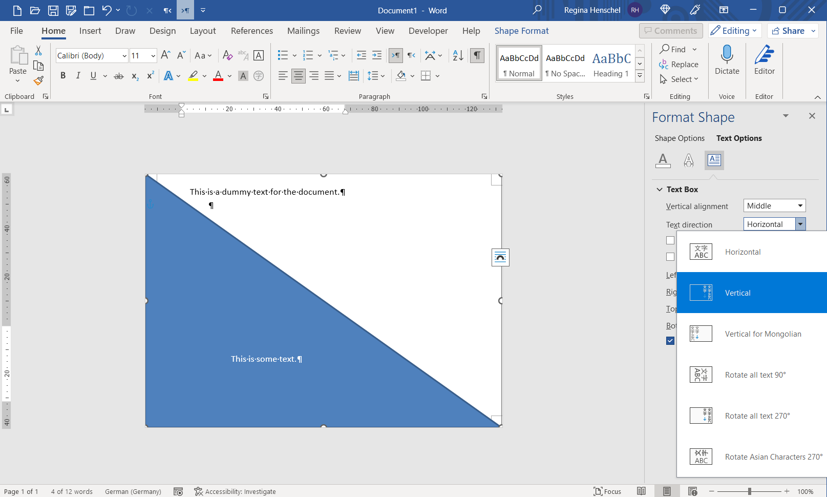 Relative width of a shape does not work if shape has vertical text ...